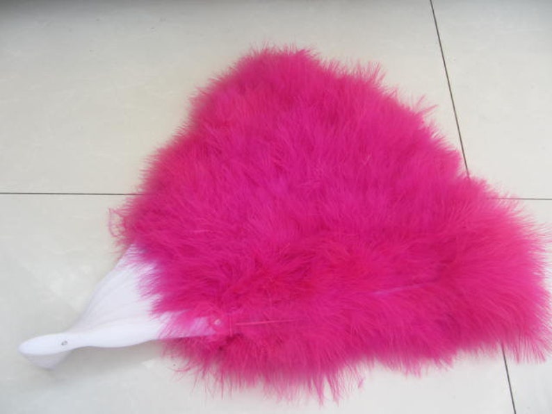 16*32inch Hot Pink Large Feather Fan Burlesque Dance Feather Fan Bridal ...