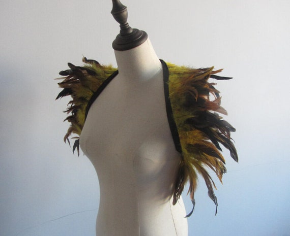 Yellow Feathers SHAWL Shrug Shoulders Feathers Cape Halloween | Etsy