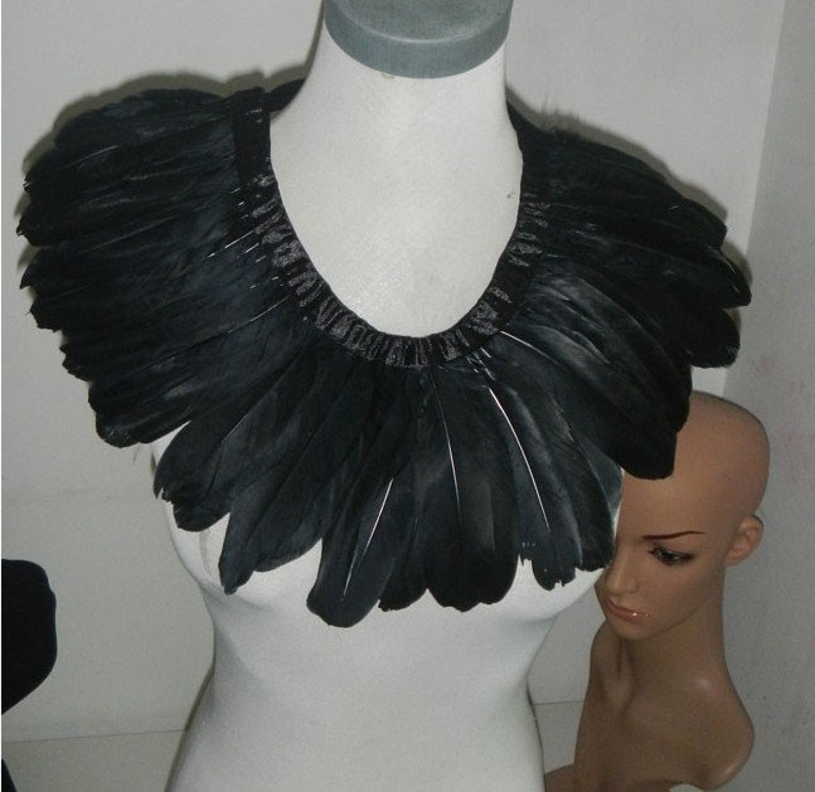 Black Feathers SHAWL Shrug Shoulders Feathers Cape Halloween | Etsy