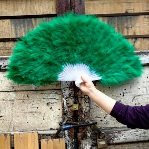 14*24inch Peacock White Large Feather Fan Burlesque Dance Feather Fan ...