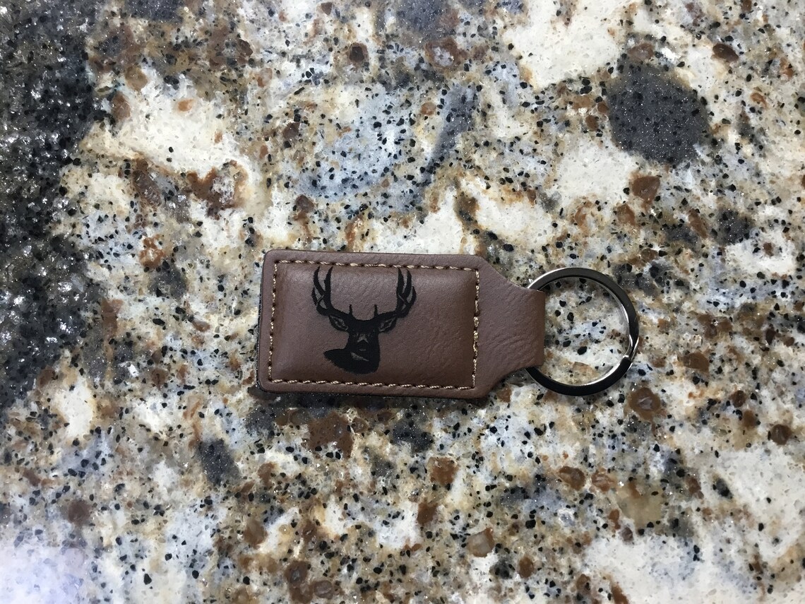 Laser Engraved Deer Buck Leather Keychain - Etsy