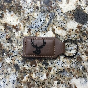 Laser Engraved Deer Buck Leather Keychain - Etsy