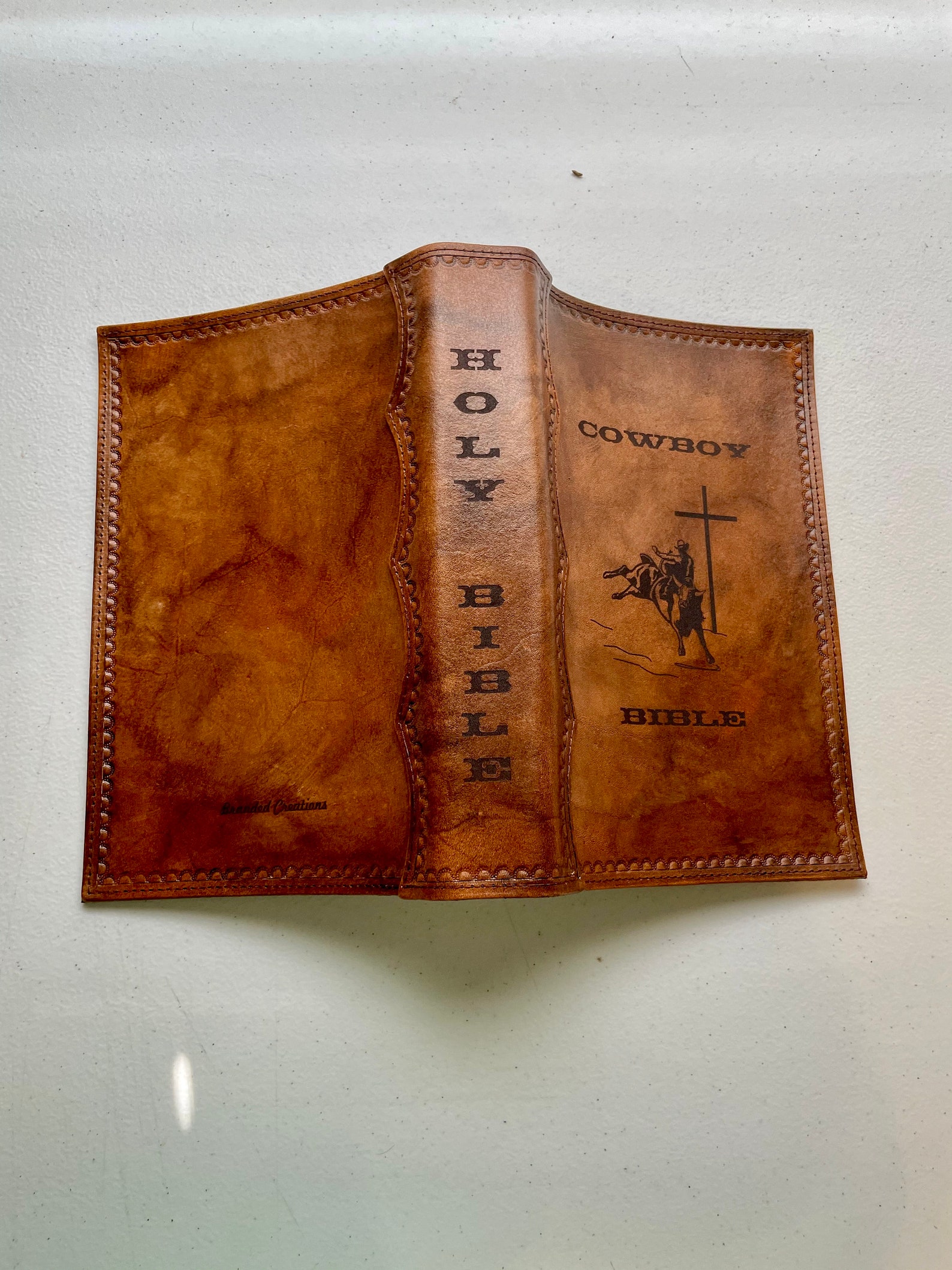 Handcrafted Laser Engraved Bull Rider and Cross All Leather - Etsy