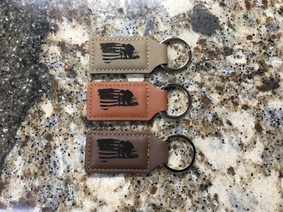 Laser Engraved Flag With Kneeling Soldier Key Chain - Etsy
