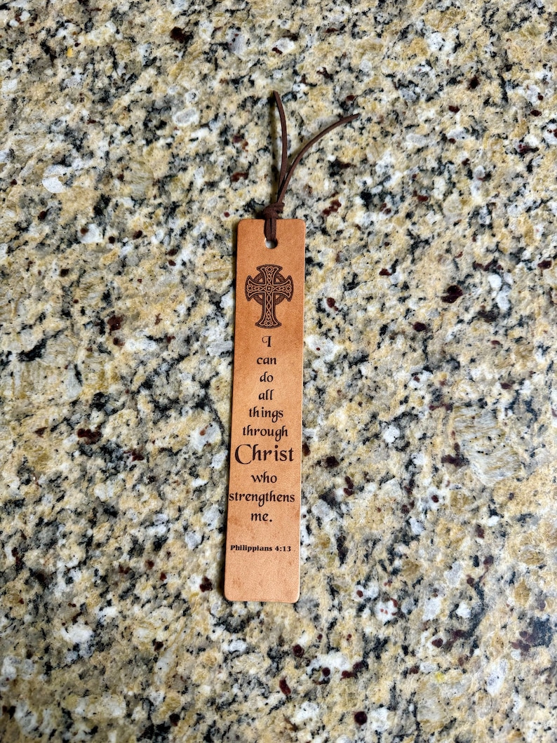 Handcrafted Philippians 4:13 Leather Bookmark - Etsy