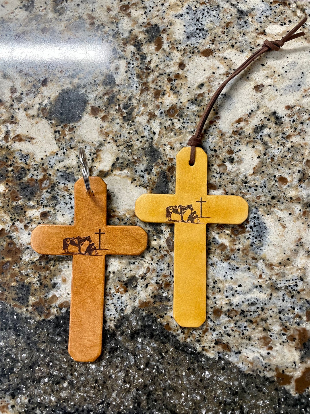 Laser Engraved Praying Cowboy Saddle Cross/mirror Hanger/keychain - Etsy