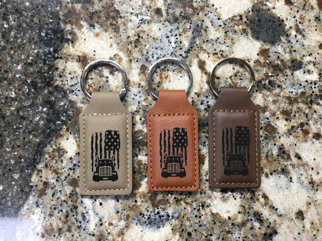 Laser Engraved American Flag and Big Rig Keychain - Etsy