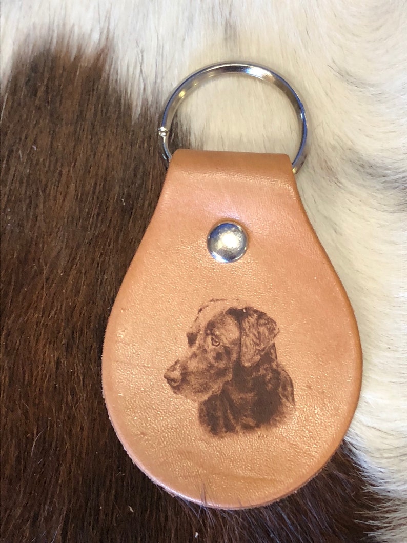 Laser Engraved Chocolate Lab Leather Keychain - Etsy
