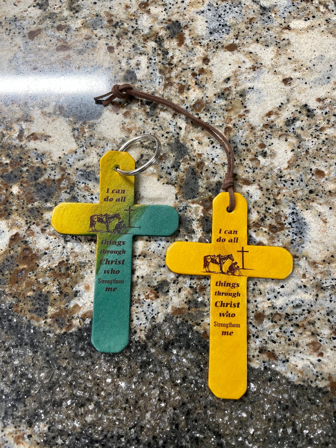 Laser Engraved Praying Cowboy Saddle/mirror Cross With Philippians 4:13 ...