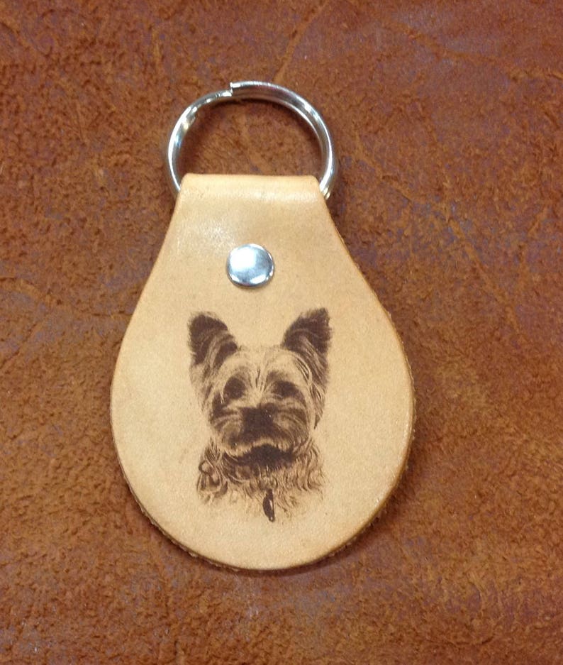 Laser Engraved Yorkie Leather Key Chain - Etsy