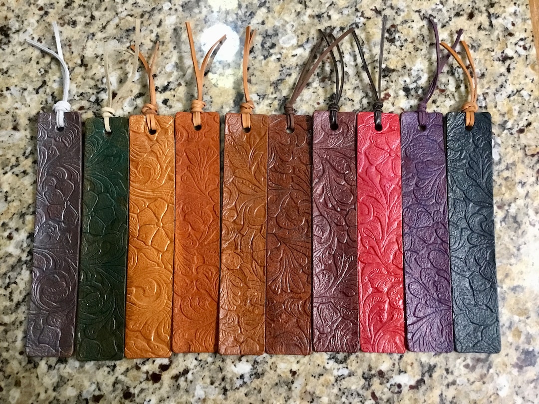Handcrafted Floral Embossed Leather Bookmark - Etsy