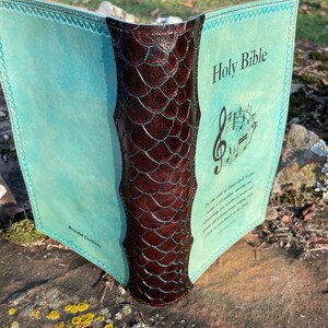 Handcrafted Laser Engraved Musical Notes All Leather Bible Cover With ...
