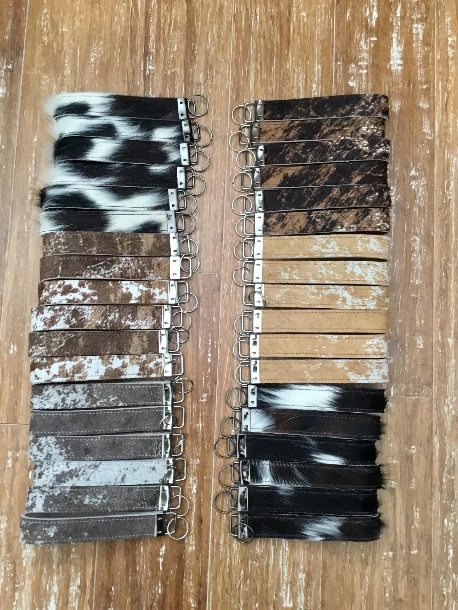 Handcrafted Unique Colored Cowhide Keychain Wristlets - Etsy