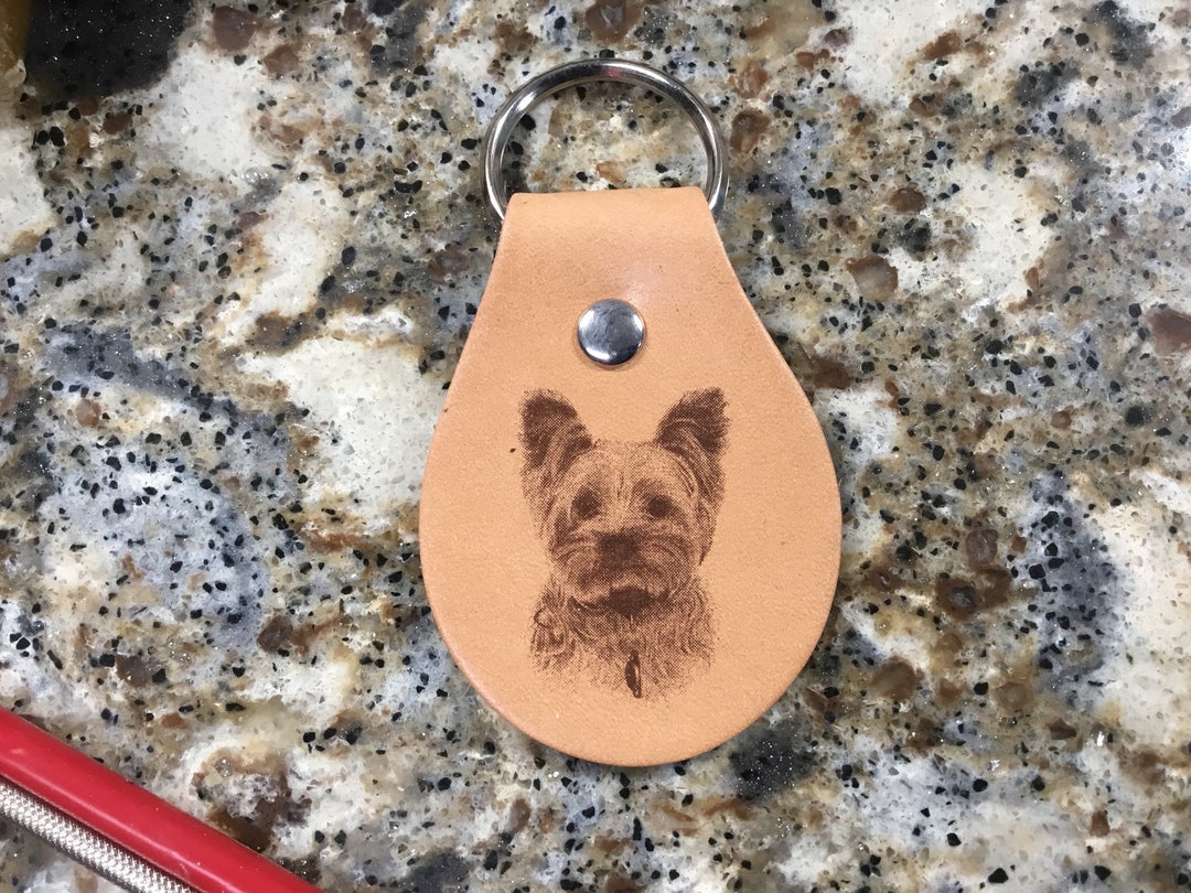 Laser Engraved Yorkie Leather Key Chain - Etsy
