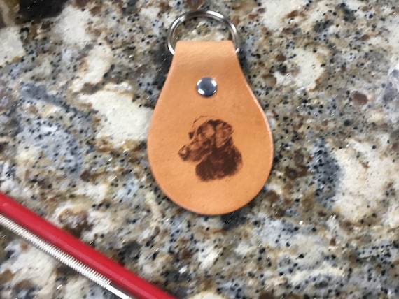 Laser Engraved Chocolate Lab Leather Keychain - Etsy