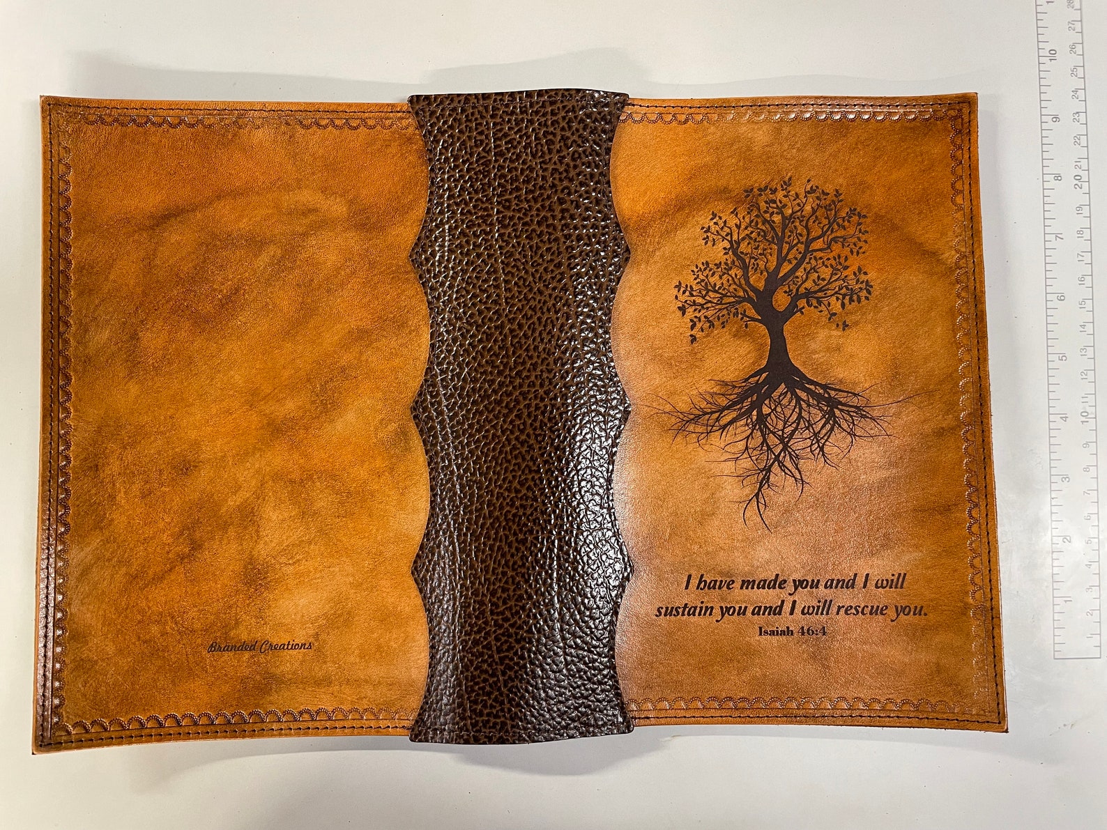 Handcrafted Laser Engraved Rooted Tree All Leather Bible Cover With ...
