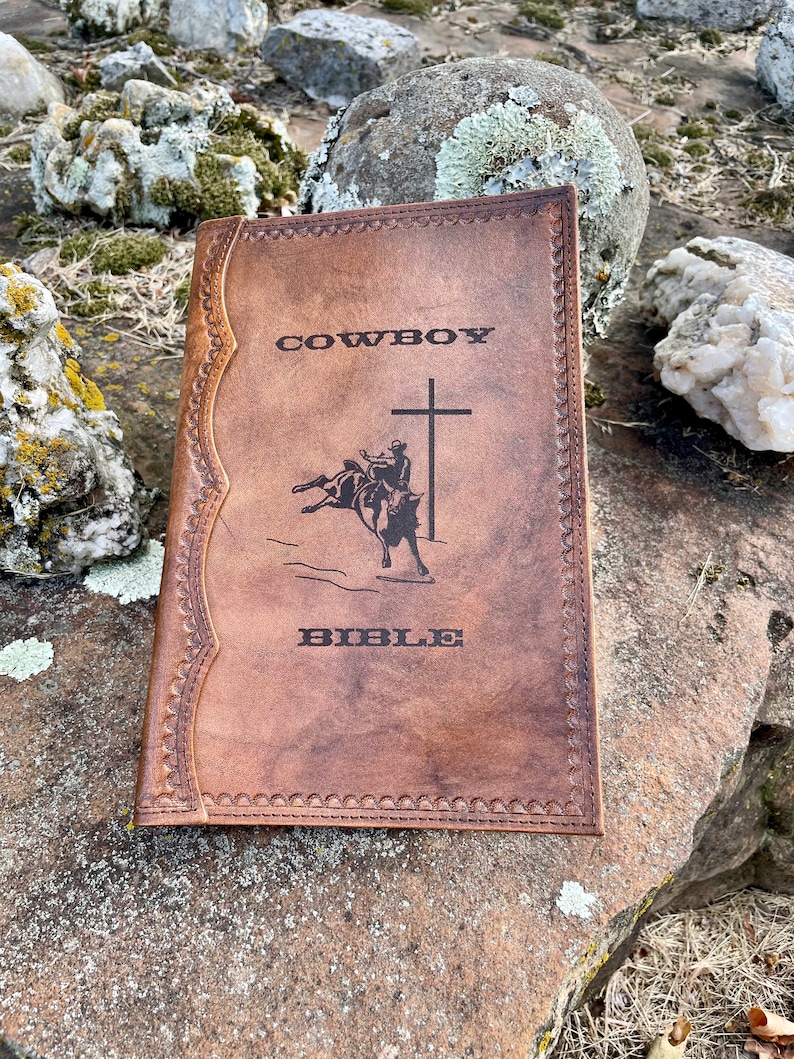 Handcrafted Laser Engraved Bull Rider and Cross All Leather - Etsy