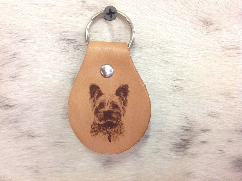 Laser Engraved Yorkie Leather Key Chain - Etsy
