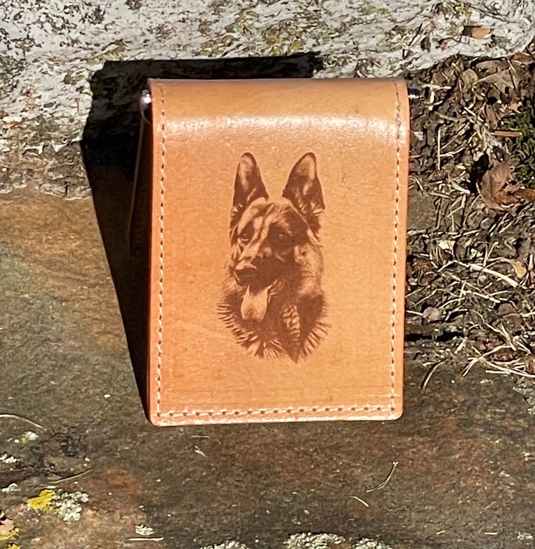 Handcrafted Laser Engraved German Shepherd All Leather Money Clip ...