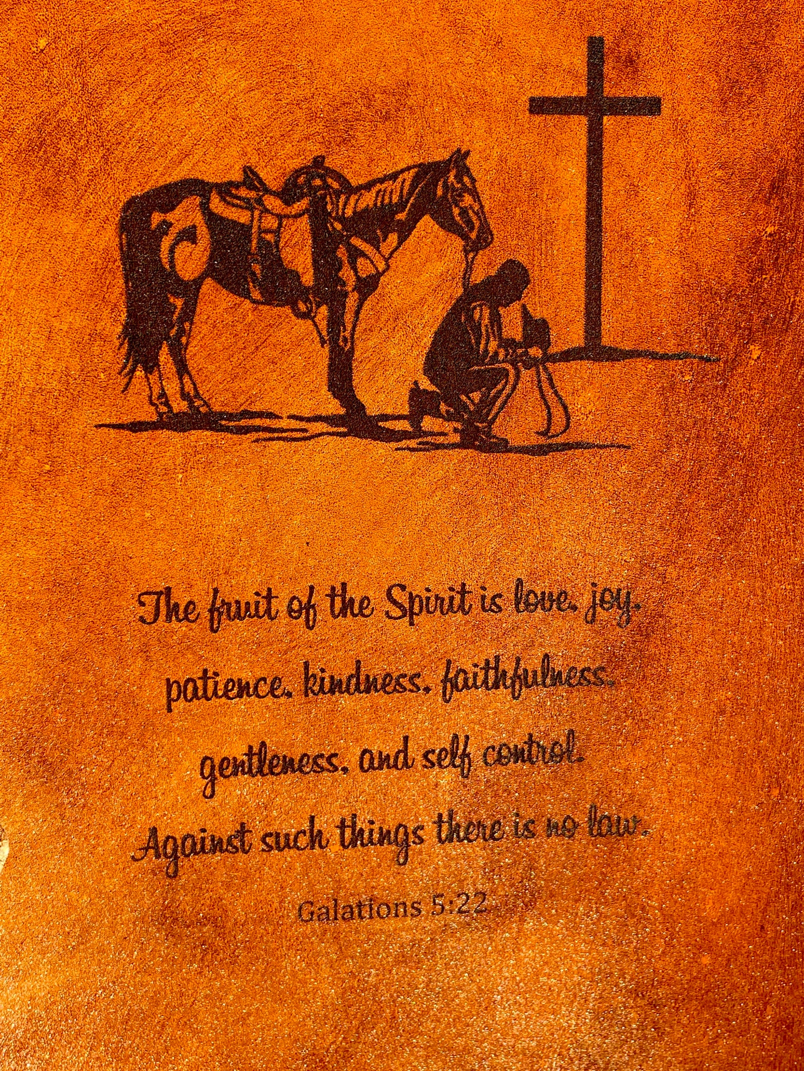 Handcrafted Laser Engraved Praying Cowboy Leather Bible Cover With ...