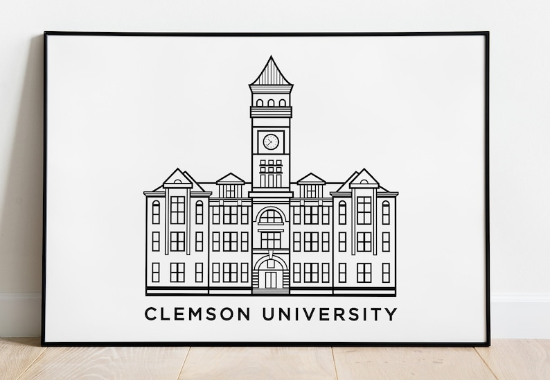 Clemson University Printable File Clemson Black White Wall - Etsy