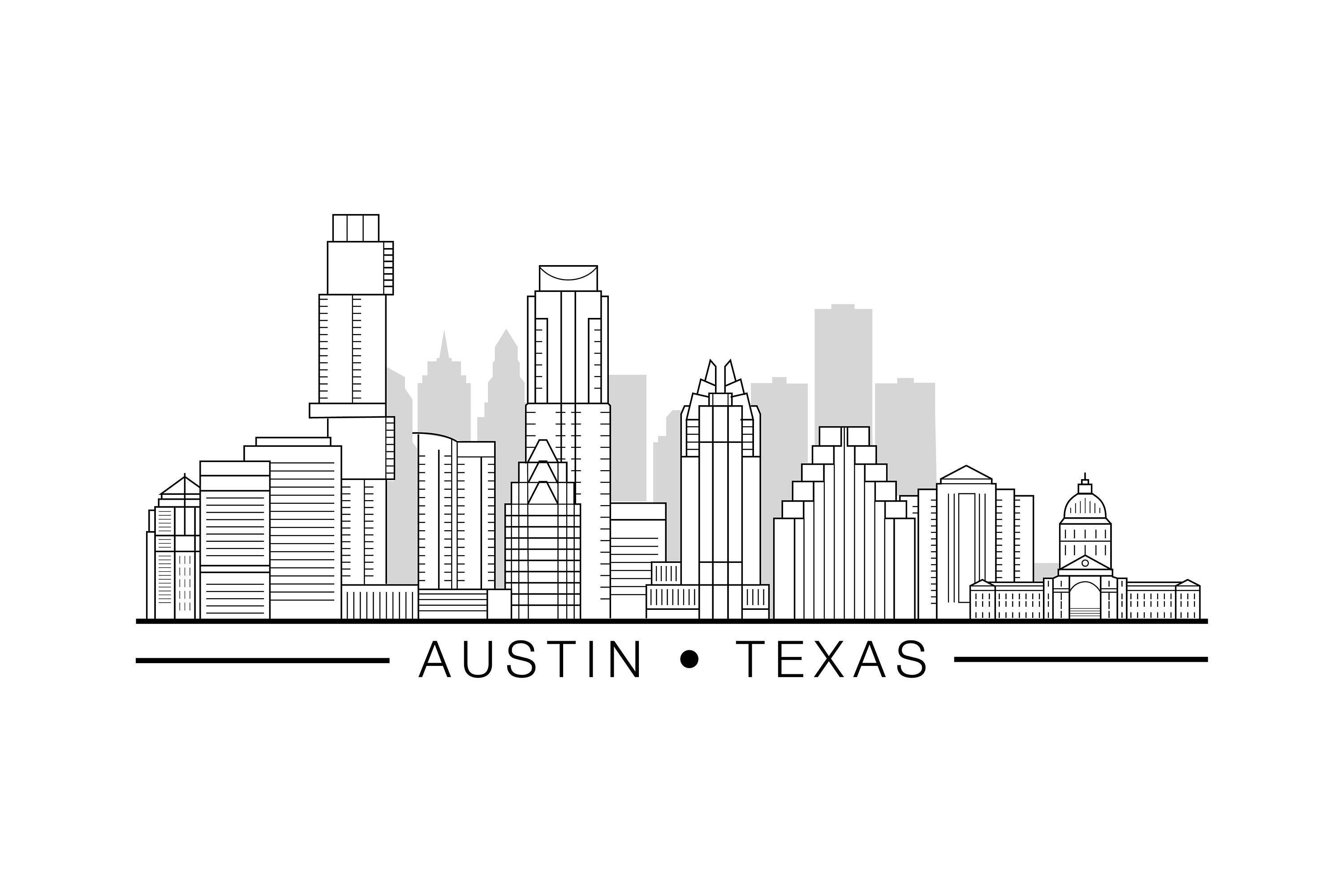 Austin Texas Skyline Printable File Austin Black White Wall | Etsy