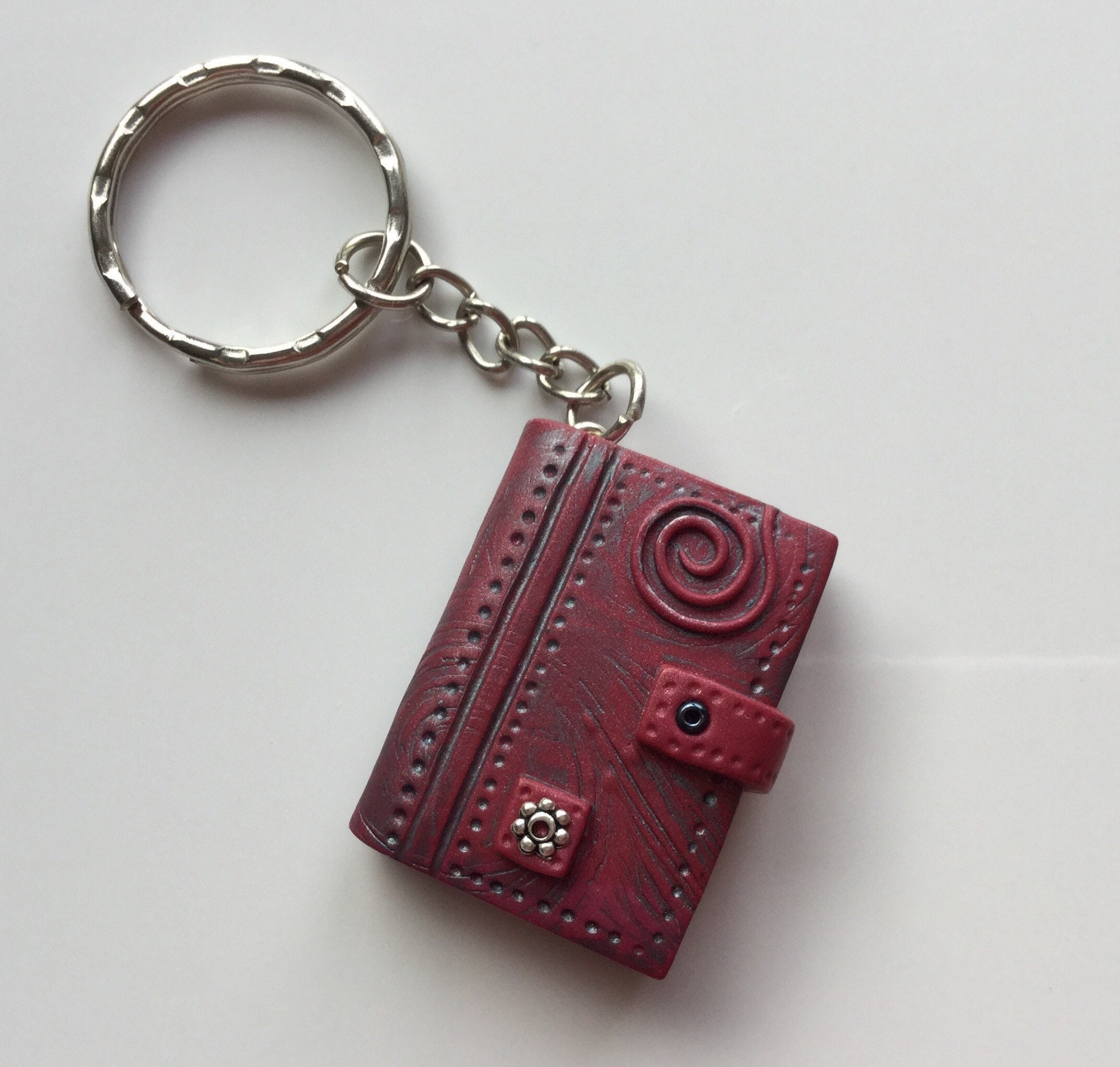 Handmade Polymer Clay Book Charm Key Ring - Etsy