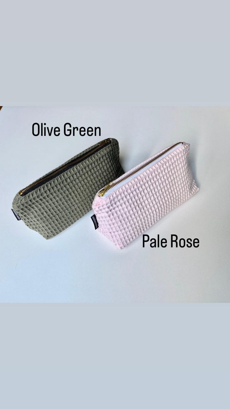 Triangle Waffle Weave - 2 Sizes Zip Pouches, Makeup-, Cosmetic Bag, Eco ...