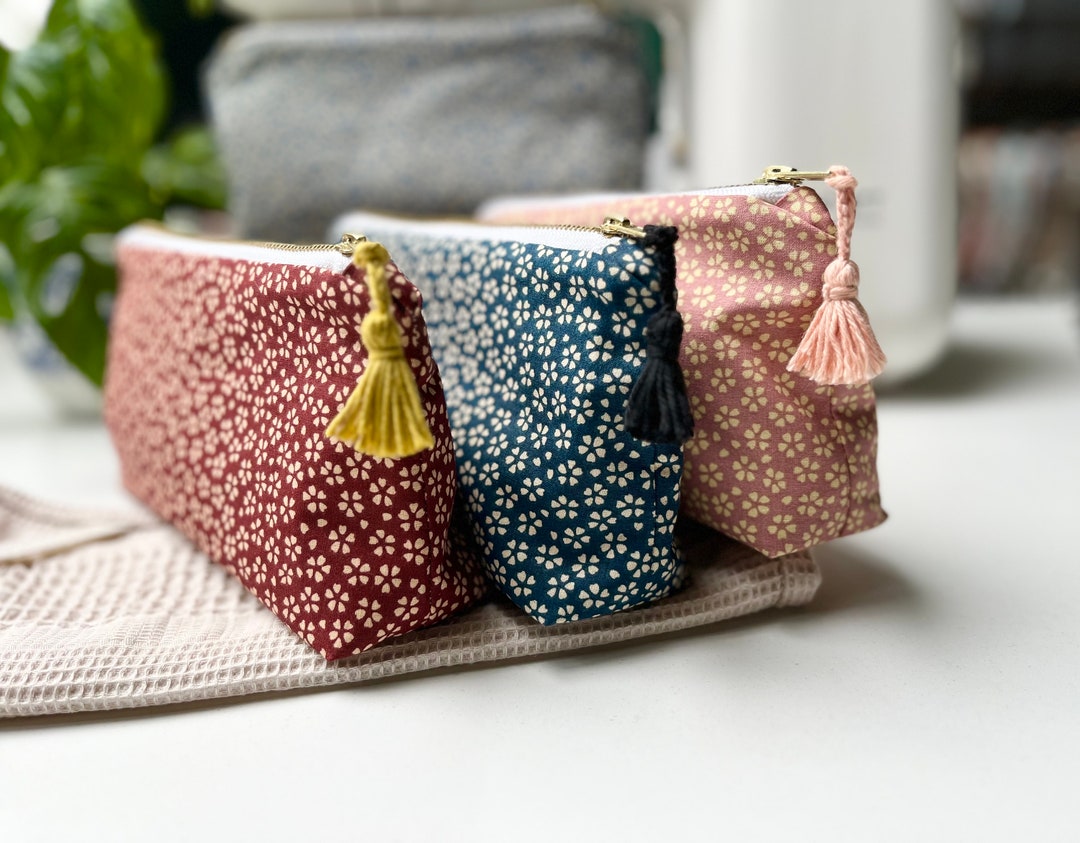 Sakura Floral/waffle Weave Pouch/ All-purpose Pouch/ Cosmetic Case ...