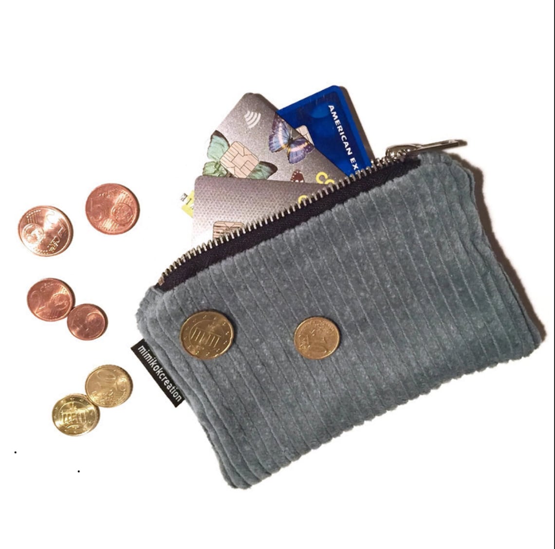 Mini Zip Purse Wide Wales Corduroy Zip Purse Small Card / - Etsy