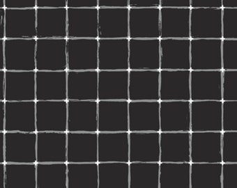 Black Grid Fabric | Etsy