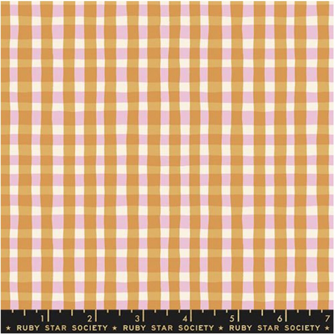 Orange Pink Plaid Fabric: Ruby Star Society Pink Orange Check Plaid - Etsy