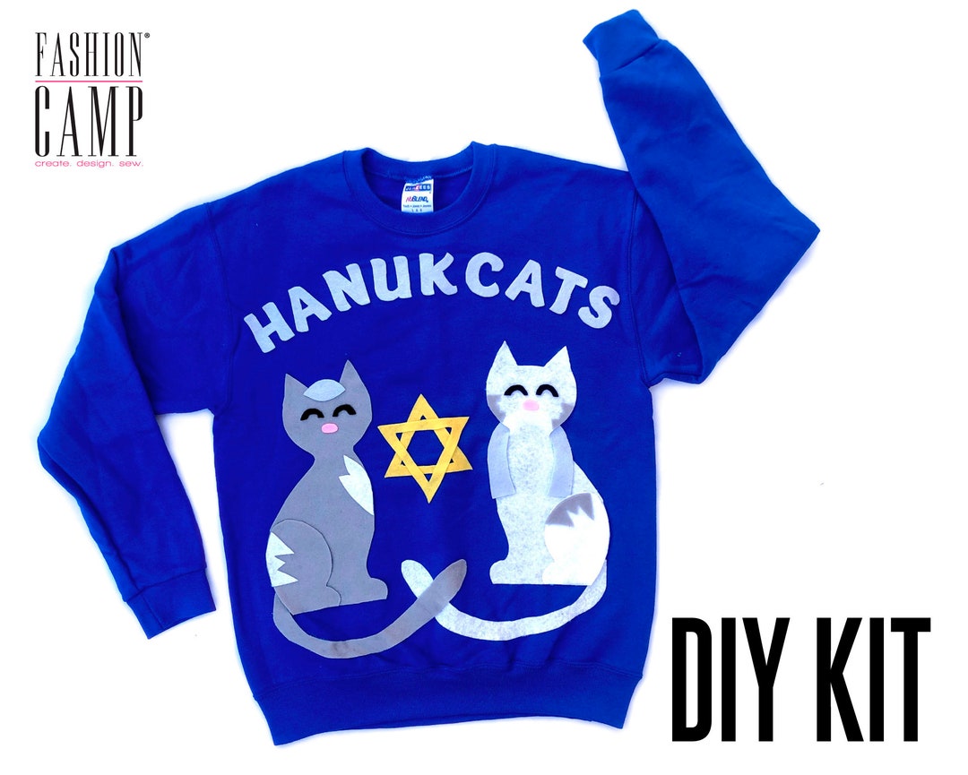 Hanukcats Ugly Hanukkah Sweater DIY Kit: Cats & Yarmulke - Etsy
