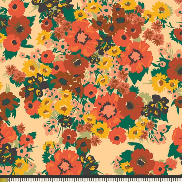 Retro Floral Fabric - Etsy