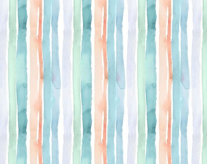 Mermaid Stripe Fabric | Dear Stella Fabric | Aqua Turquoise Orange ...