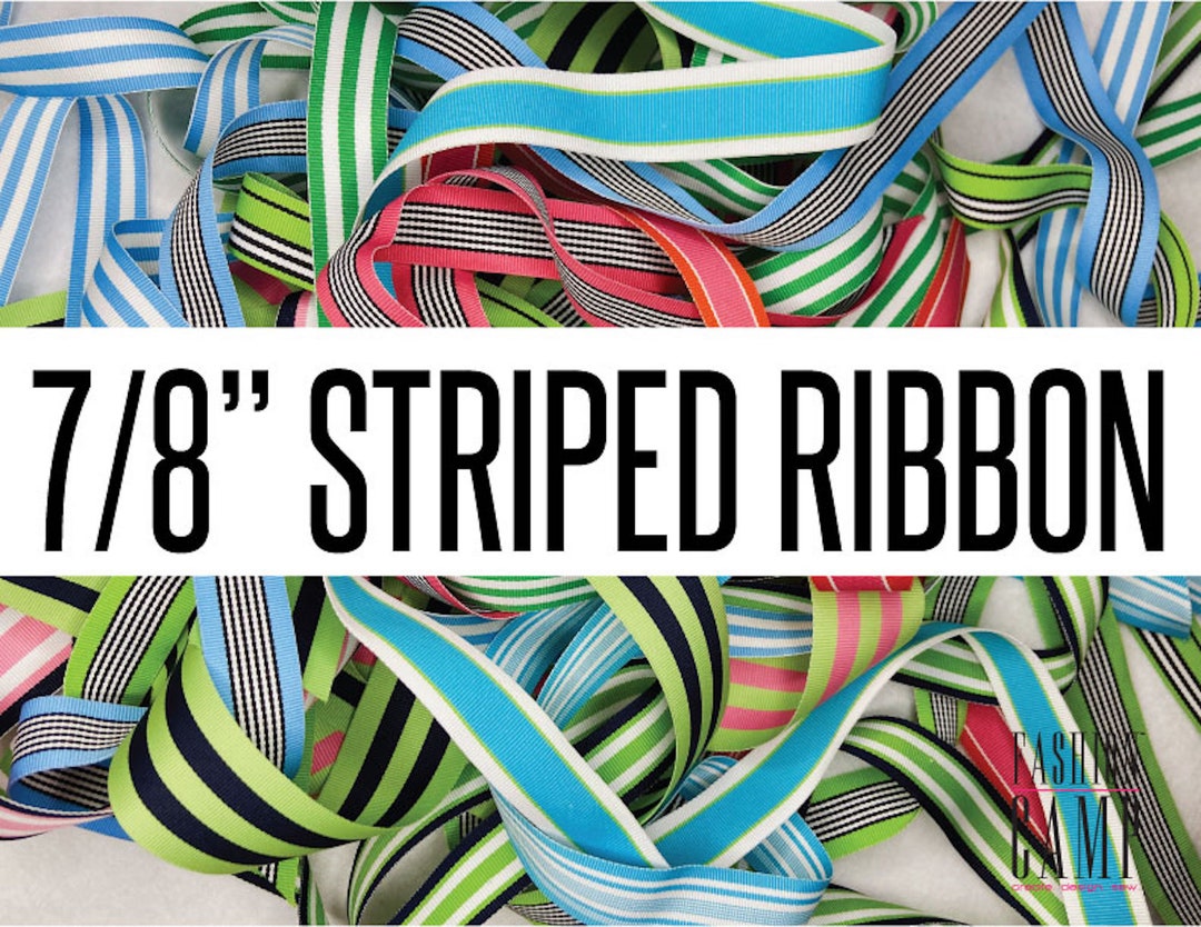 Retro Striped Ribbon | 7/8" Grosgrain Ribbon Various Colors | Varsity ...