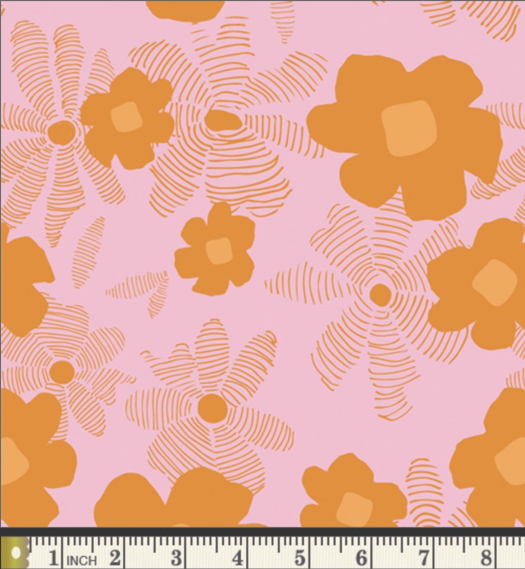 Asphodel Delight Fabric | Art Gallery Fabrics Modernista | Orange Pink ...