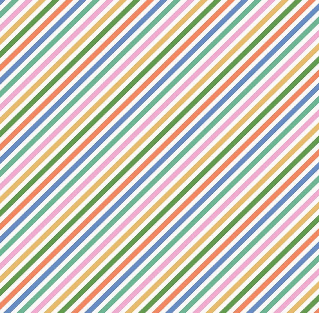 Summer Stripe Cotton Fabric: Dear Stella Croc My World, Bias Stripe - Etsy