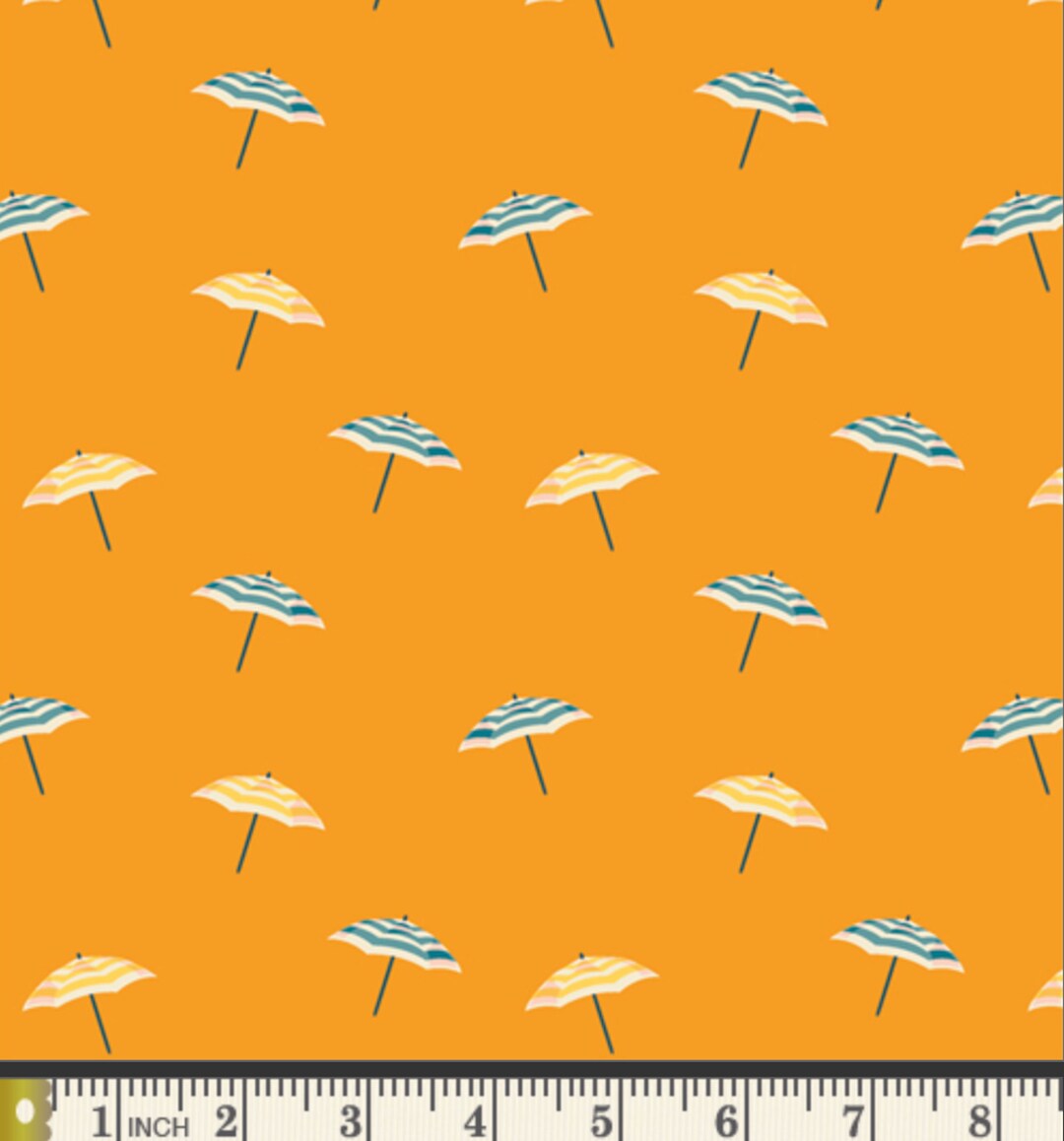 Beach Umbrella Fabric | Art Gallery Fabric Seas the Day | Orange Beach ...