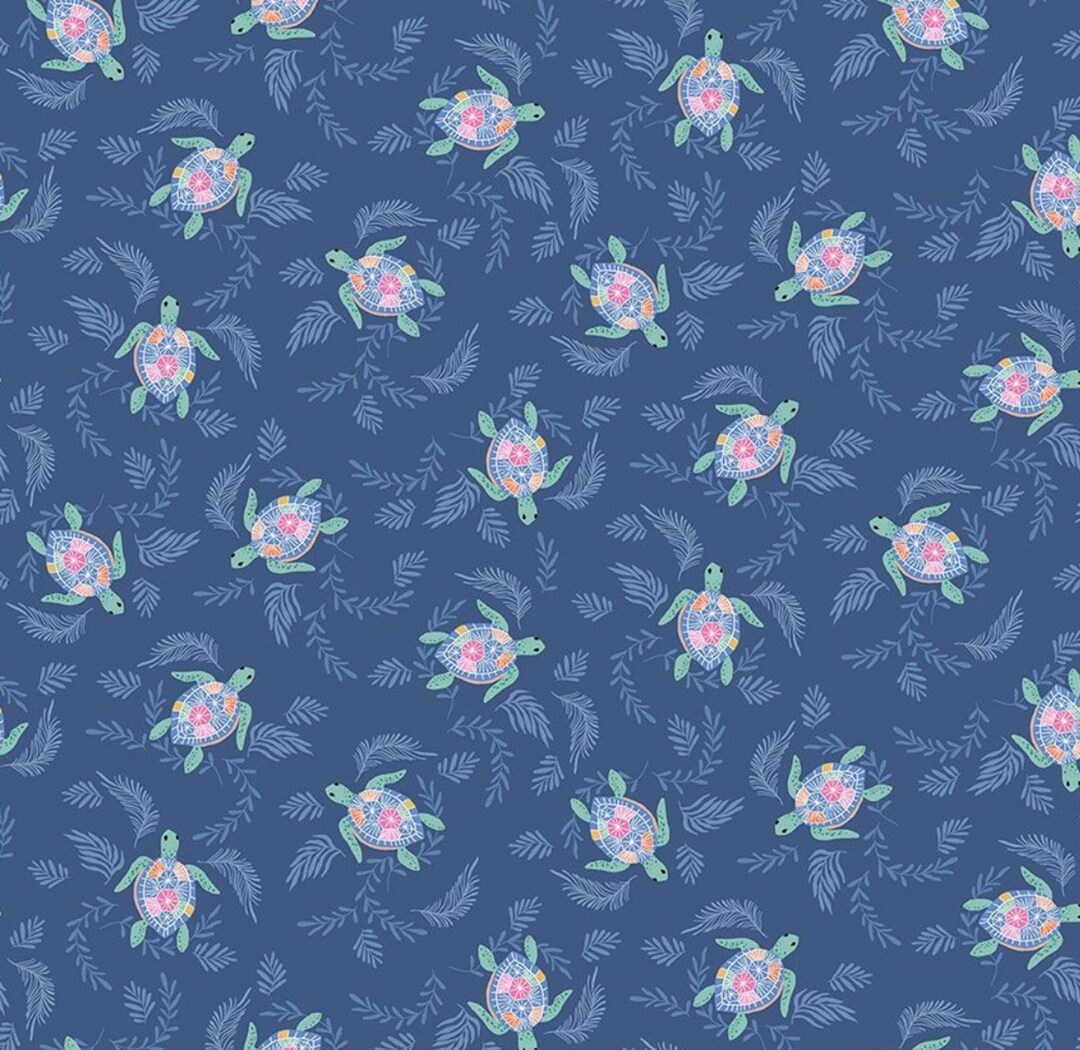 Turtley Awesome Fabric | Dear Stella | Croc My World | Blue Sea Turtles ...