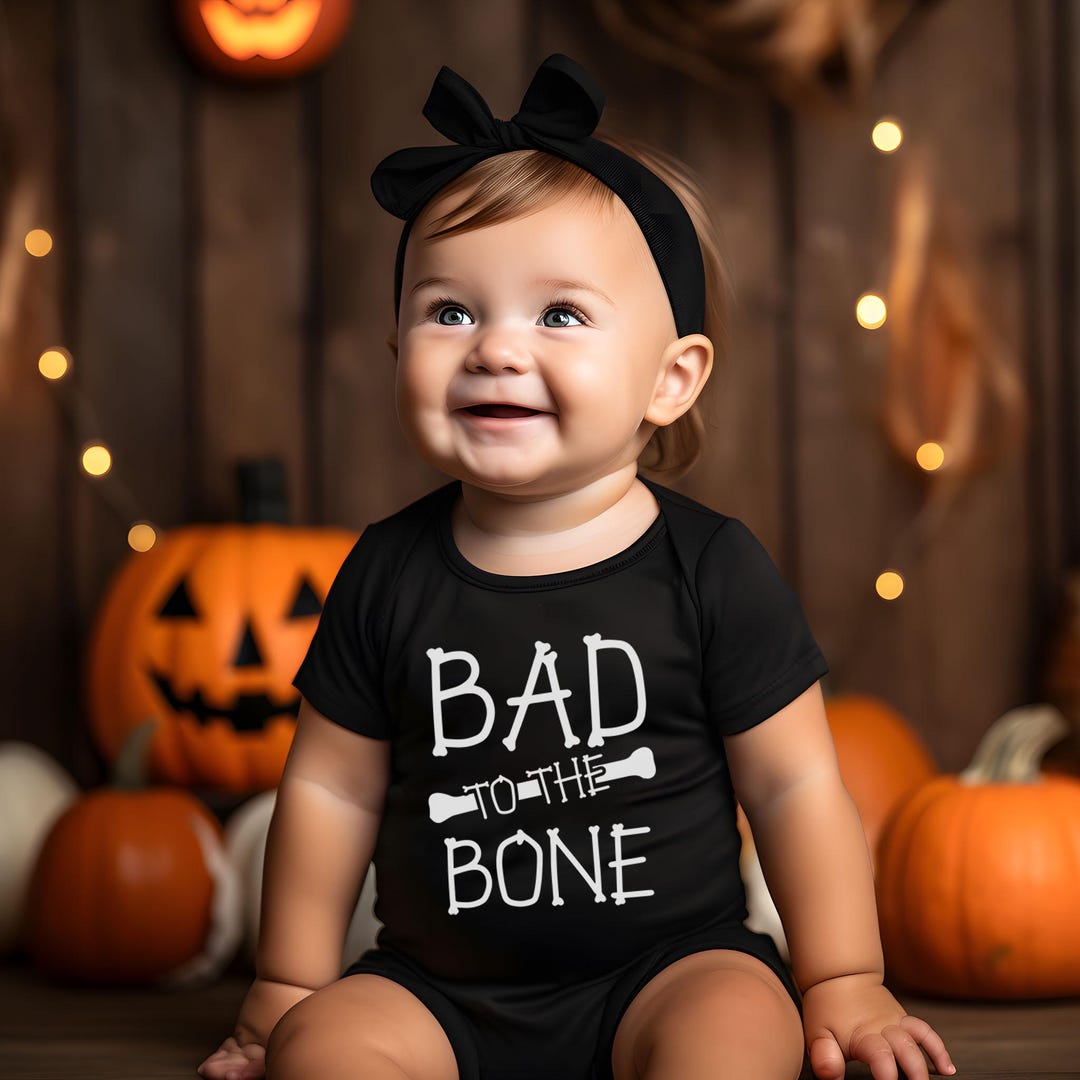 Bad to the Bone Baby Onesie® | Halloween Shirt | Spooky Season Youth ...