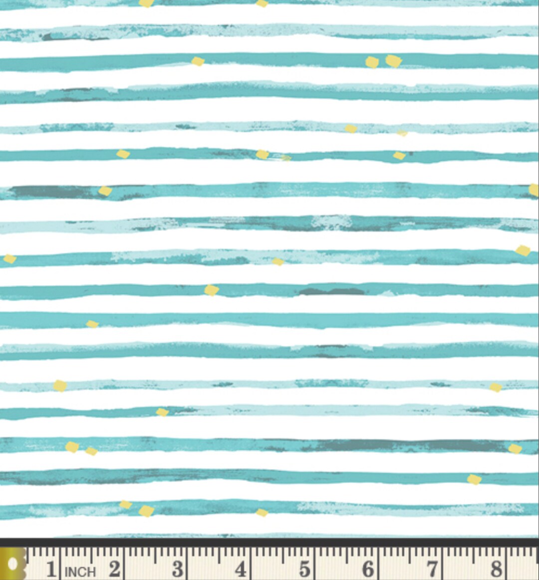 Teal Watercolor Stripe Fabric | Art Gallery Fabrics Capri by Katarina ...