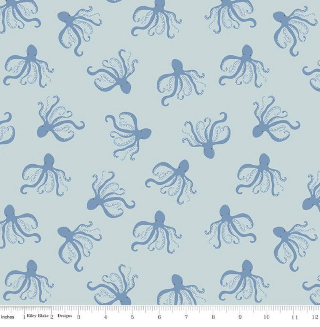 Octopus Fabric Riley Blake Hoist the Sails Cotton Woven Fabric Octopus ...