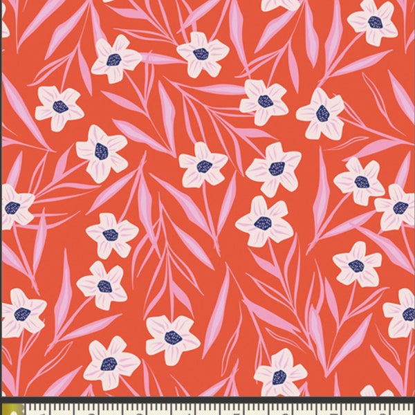 Orange Floral Fabric - Etsy