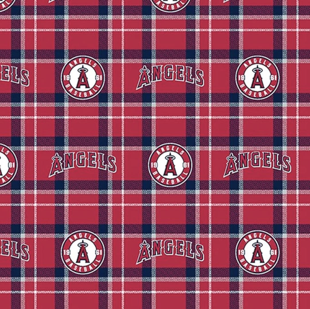 MLB LA Angels Flannel Angels Baseball Fabric MLB Baseball Flannel ...
