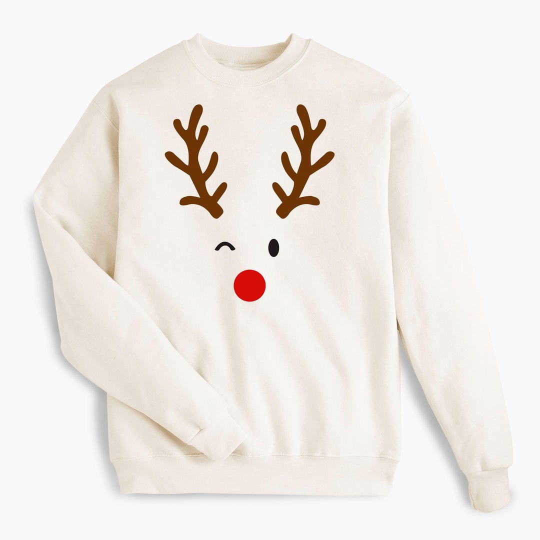 Reindeer Christmas Sweatshirt: Minimalist Holiday Family Apparel - Etsy