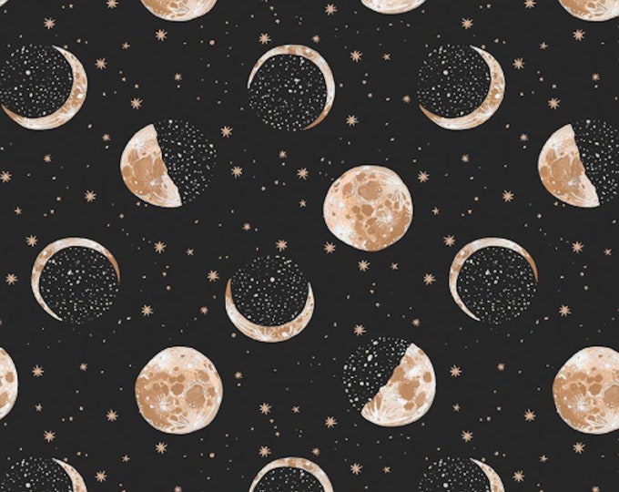 Moon Phases Fabric | Dear Stella Fabrics La Luna Collection | Celestial ...