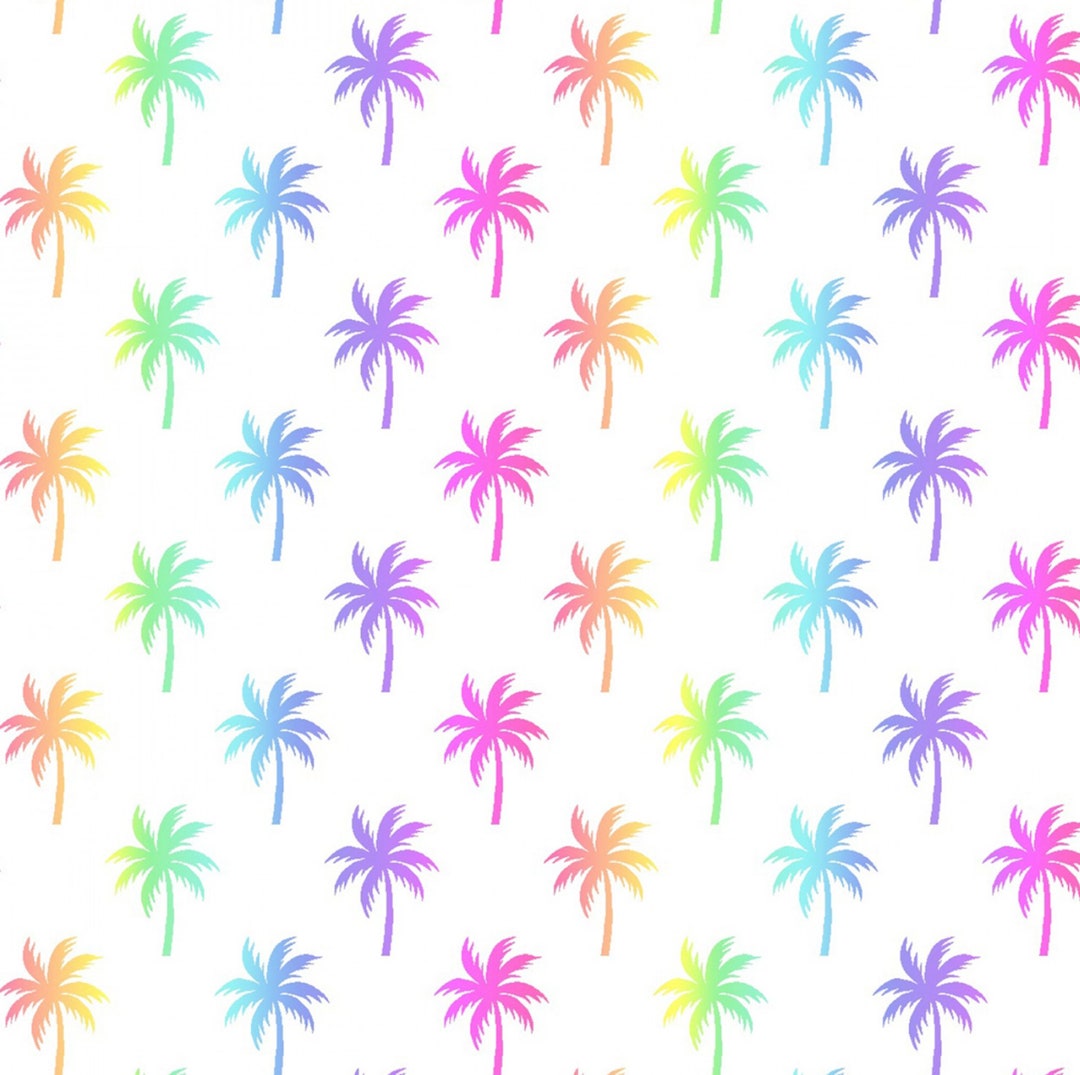 Neon Rainbow Palm Tree Fabric From Freckle & Lollie Rainbow - Etsy