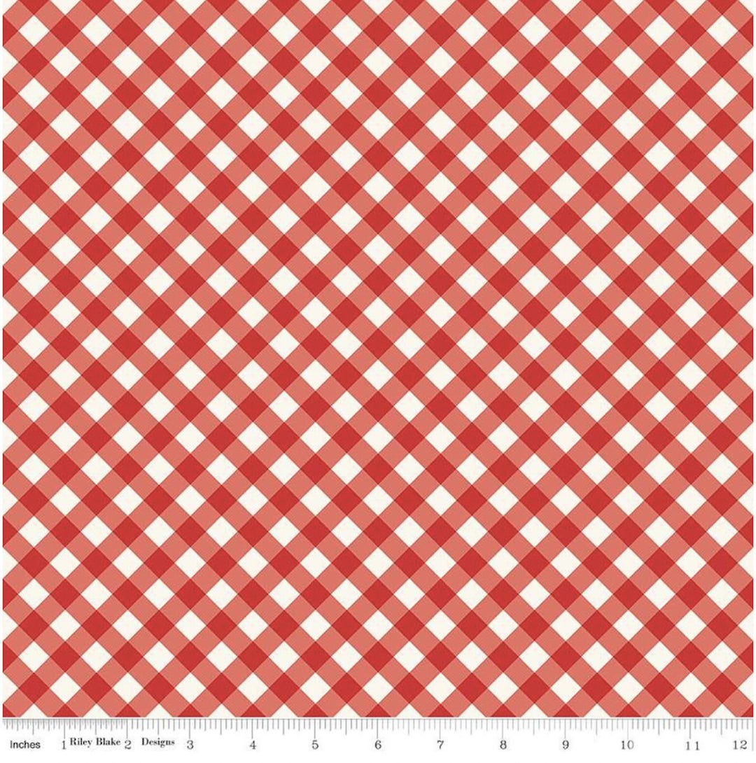 Red Gingham Fabric | Riley Blake | Freedom Garden Collection | Red Bias ...