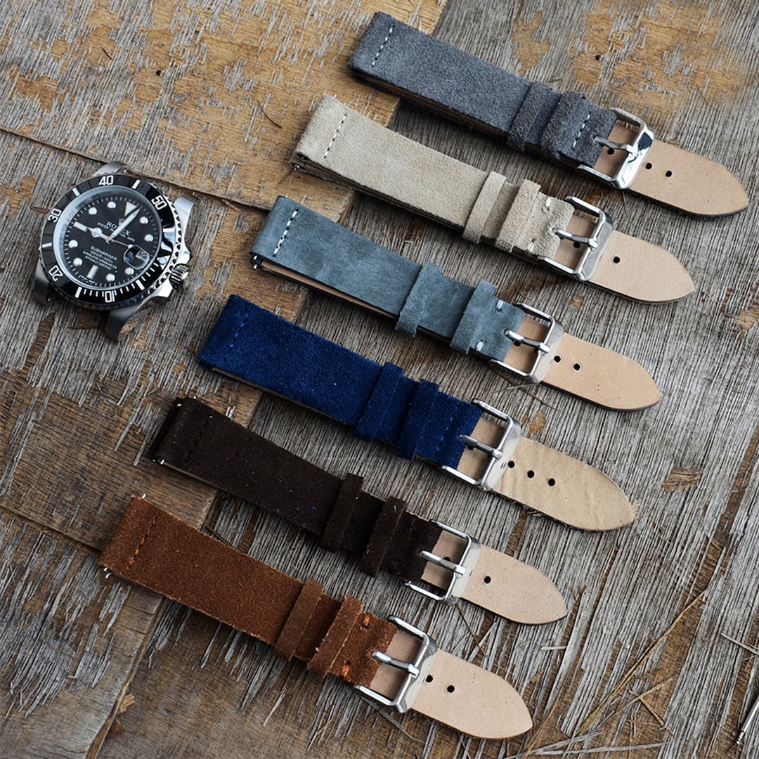 Suede Watch Strap Black Grey Tan Blue Watch Strap 18mm 20mm 22mm 24mm ...